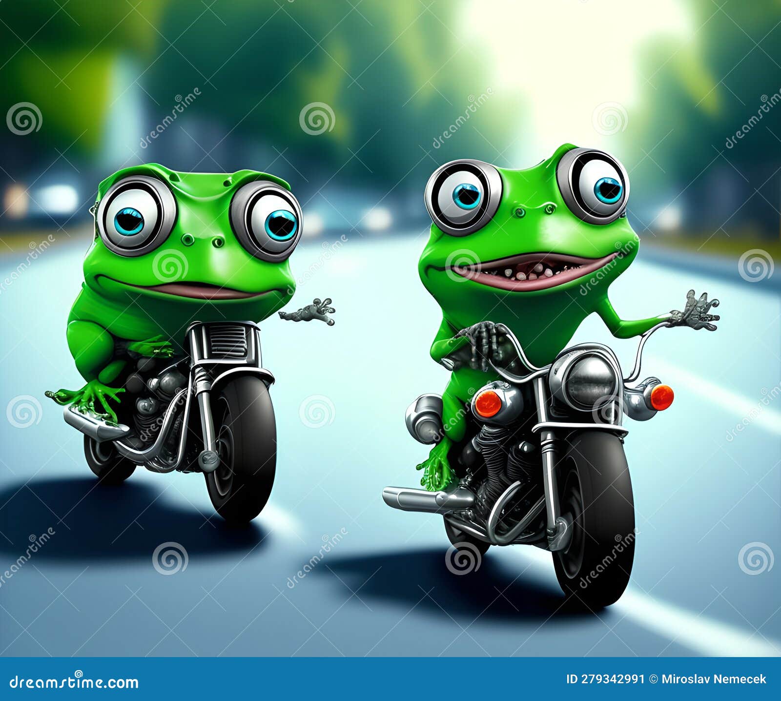 Crazy Frog on Motorcycle, Generative AI Illustration Stock Illustration ...