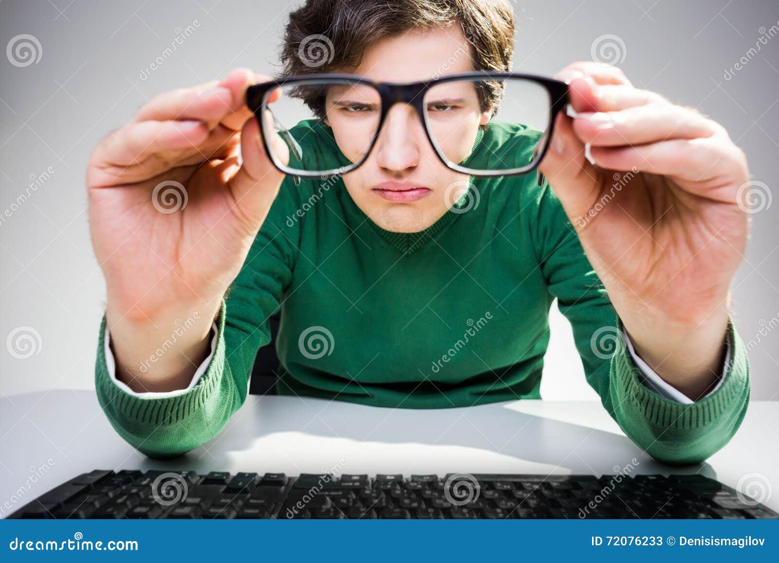 Crazy frowning man stock image. Image of adult, hands - 72076233