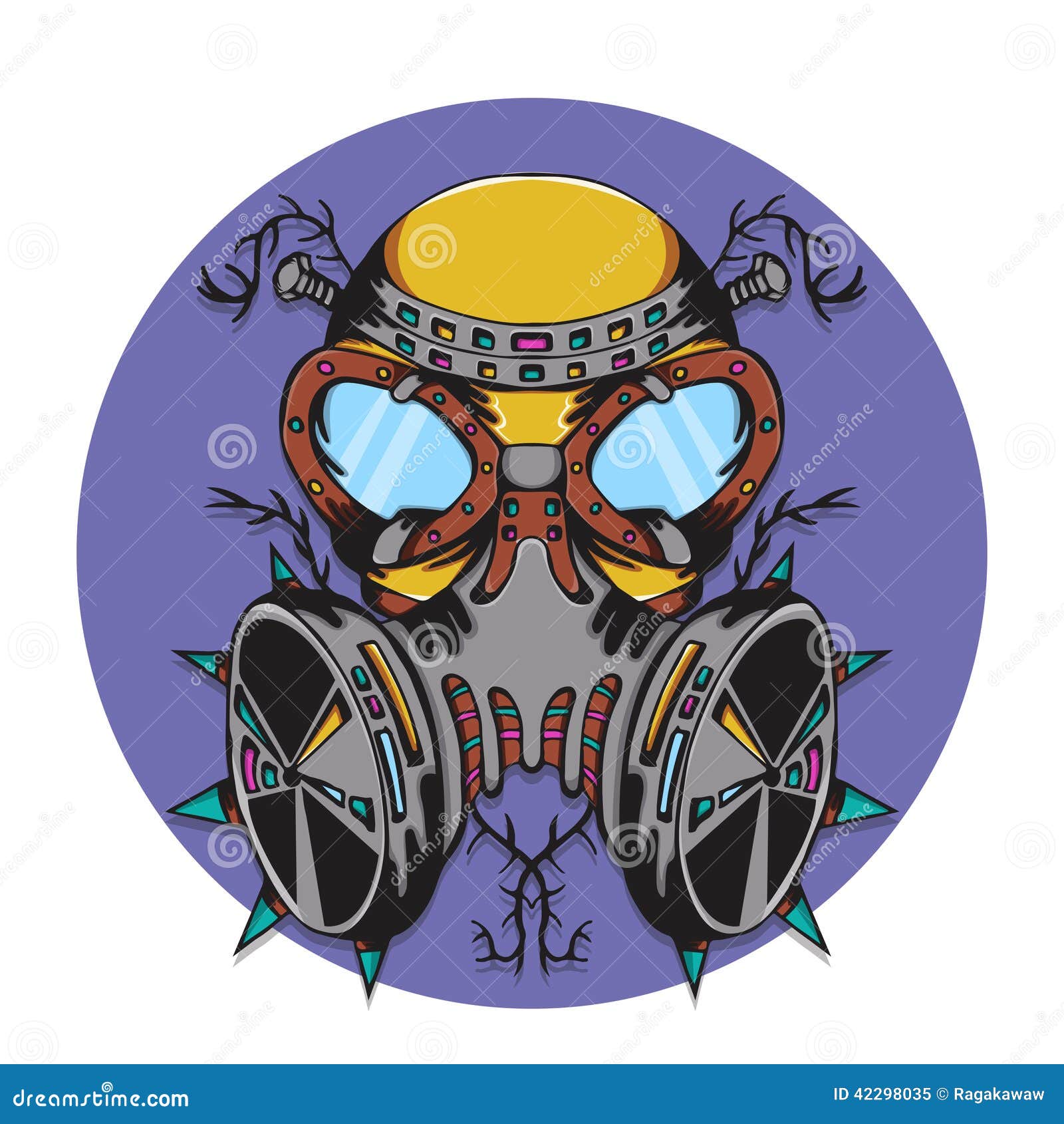 Red Mask Monster Mecha Vector Illustration With Black Background ...