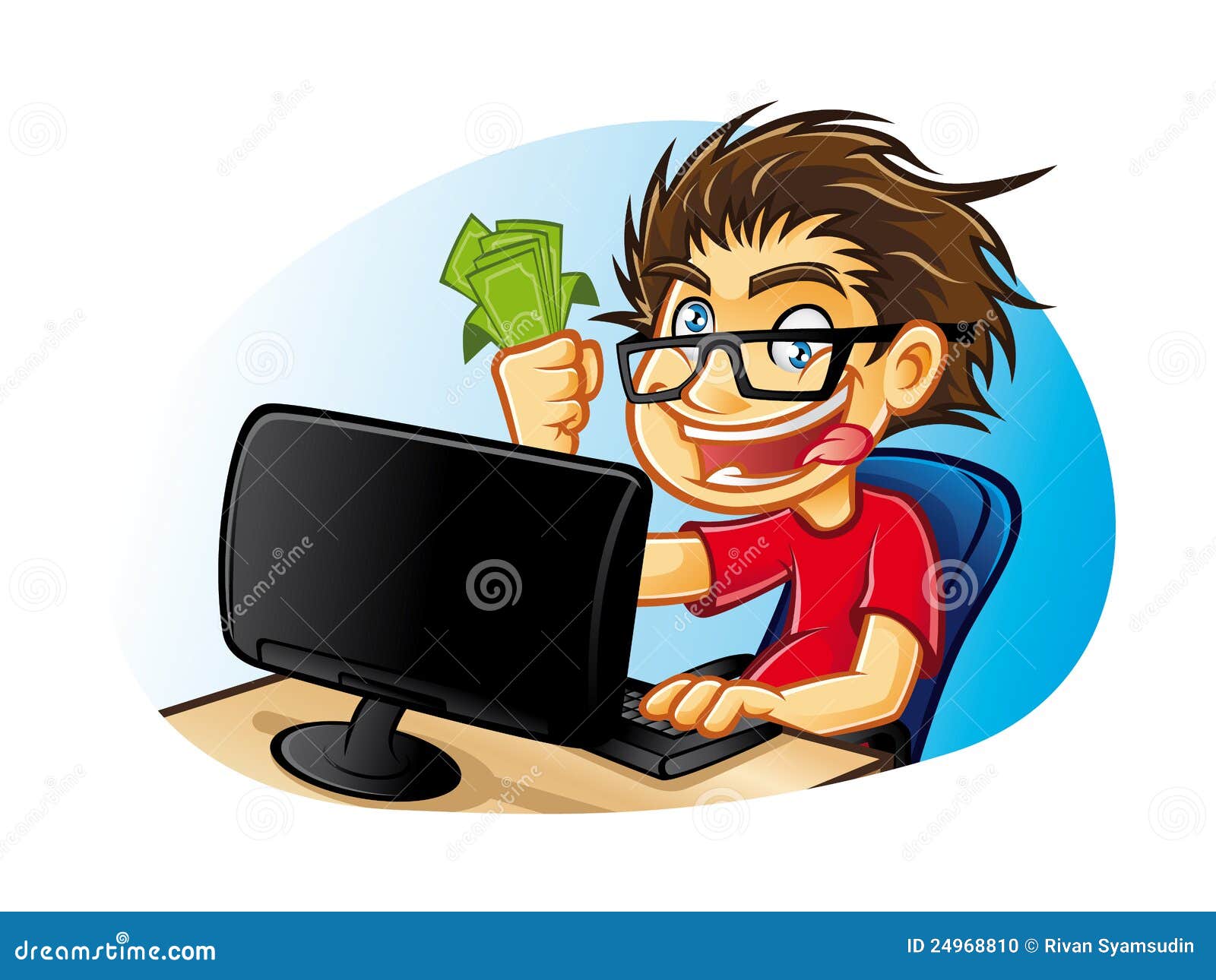 Crazy Geek stock vector. Illustration of desktop, looking - 24968810