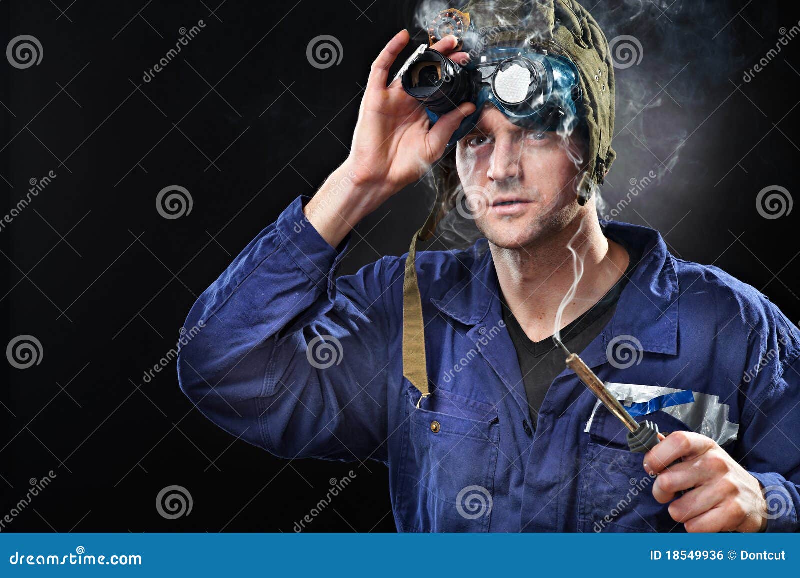 Crazy Genius Guy Wearing Weird Hat Stock Photo - Image of creativity ...