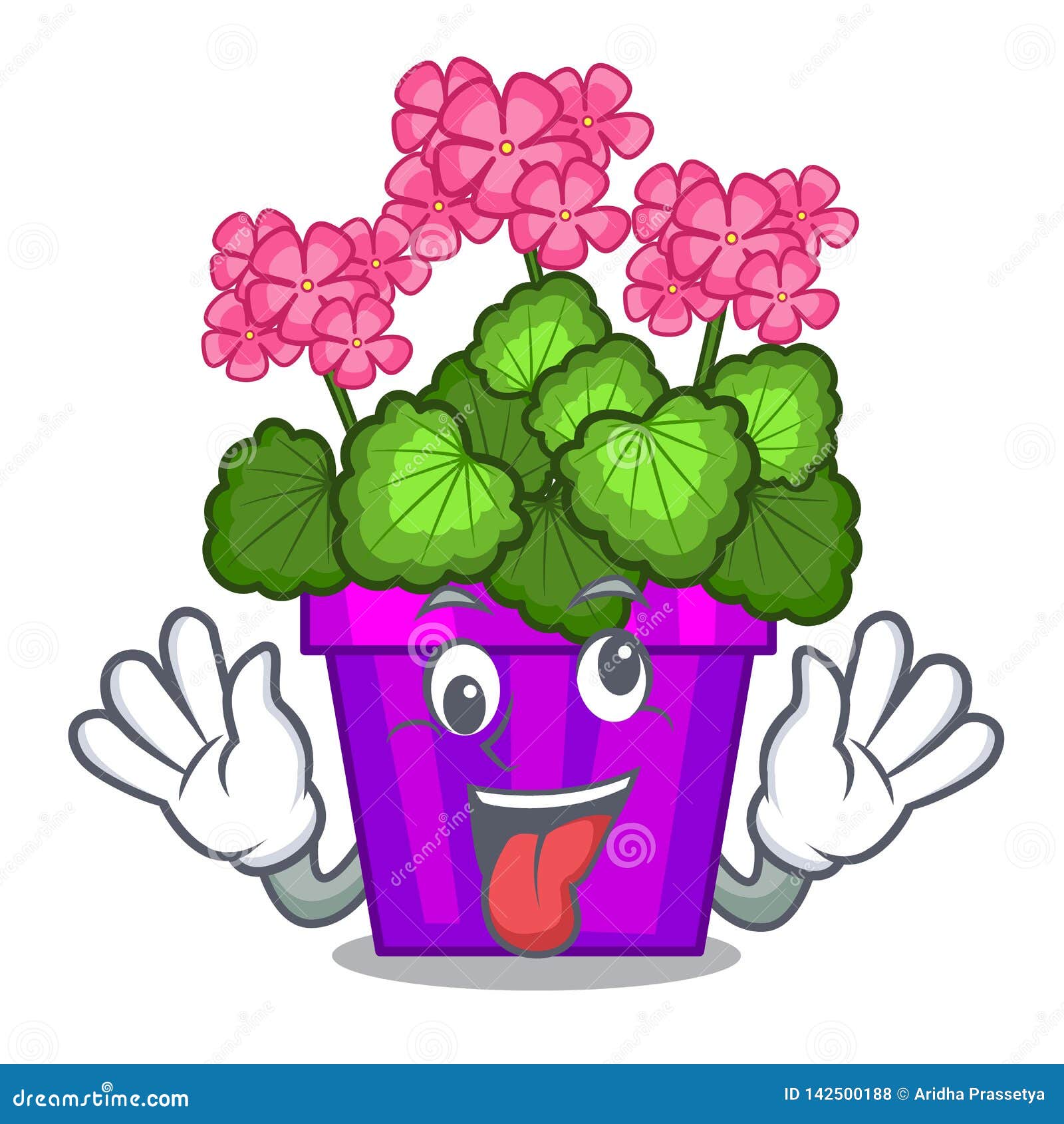 Crazy Geranium Flowers in the Cartoon Shape Stock Vector - Illustration ...