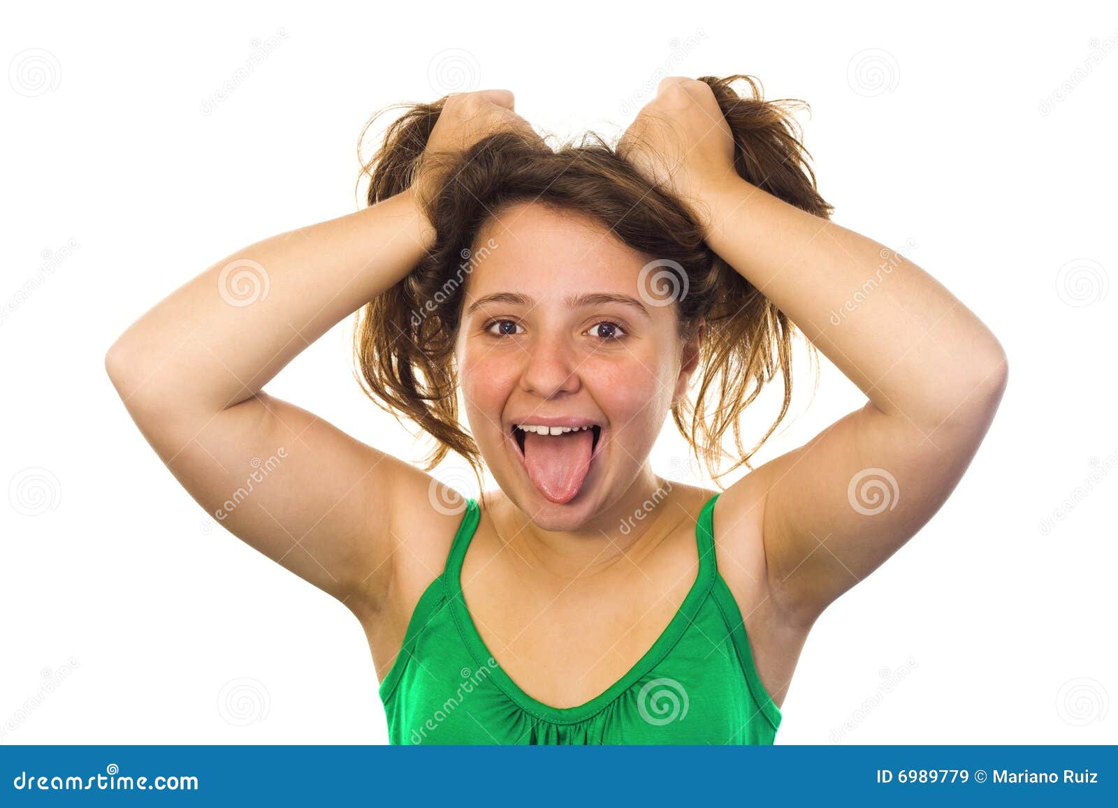Crazy Girl In An Ominous Neon Mask Striking A Pose In A Dark Room Stock ...