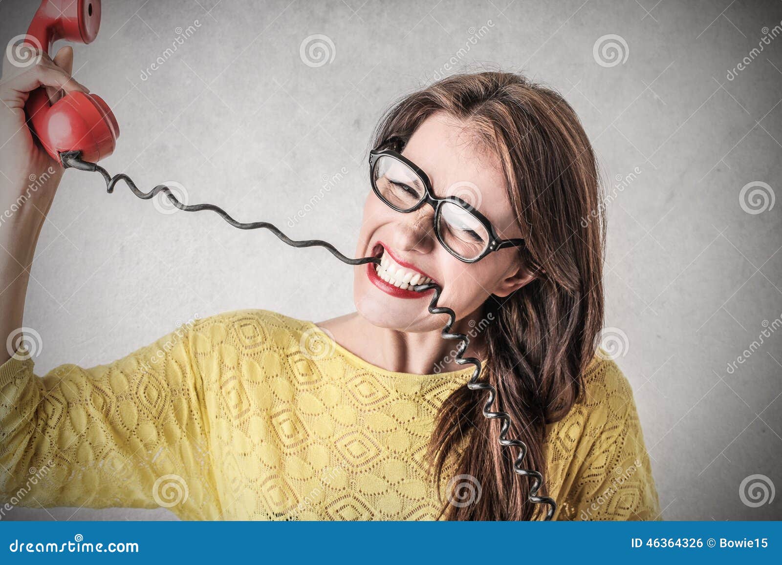 Crazy Girl at the Telephone Stock Photo - Image of woman, antique: 46364326