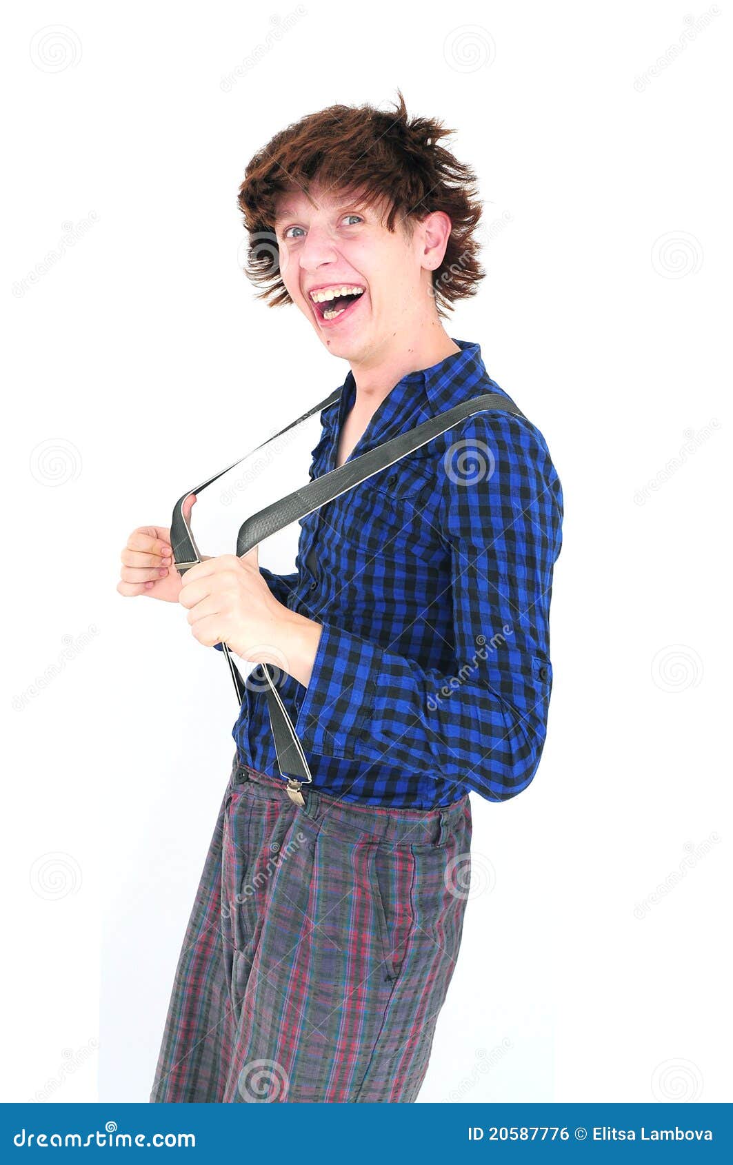 Crazy Goofy Scientist Having Tray With Glass Test Tubes Filled With ...