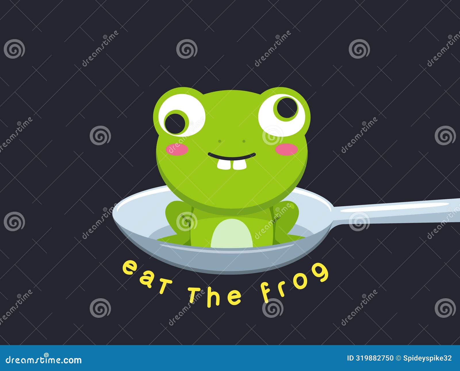 A Crazy Green Frog in a Spoon. Isolated Vector Illustration Stock ...