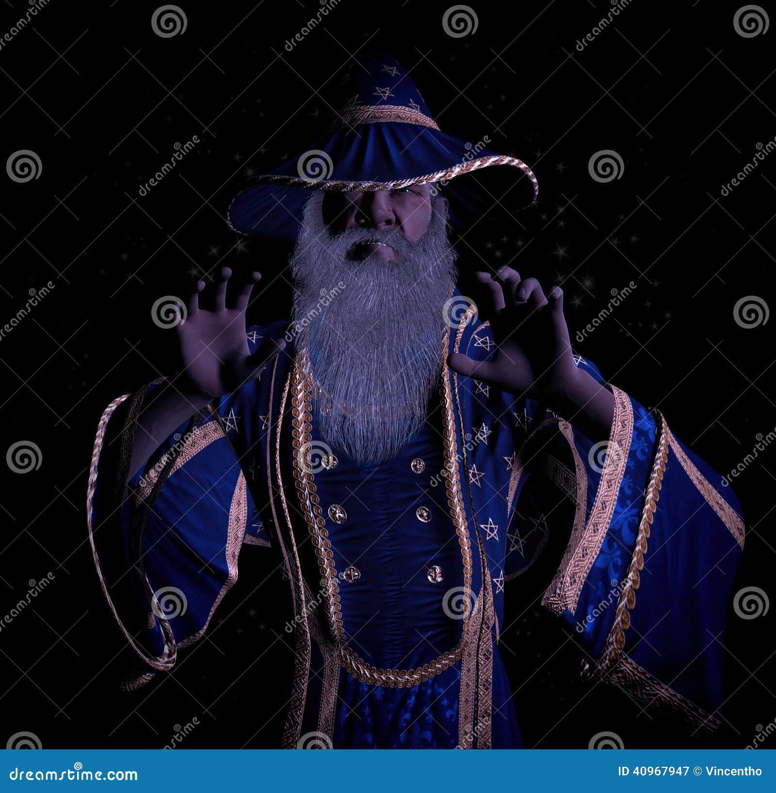 Crazy Grumpy Old Wizard Casting Magic Spell Stock Illustration ...