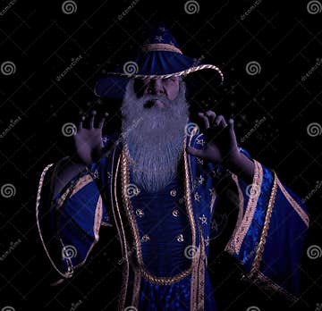 Crazy Grumpy Old Wizard Casting Magic Spell Stock Illustration ...