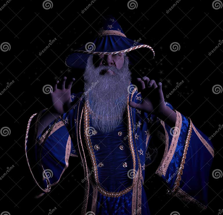 Crazy Grumpy Old Wizard Casting Magic Spell Stock Illustration ...