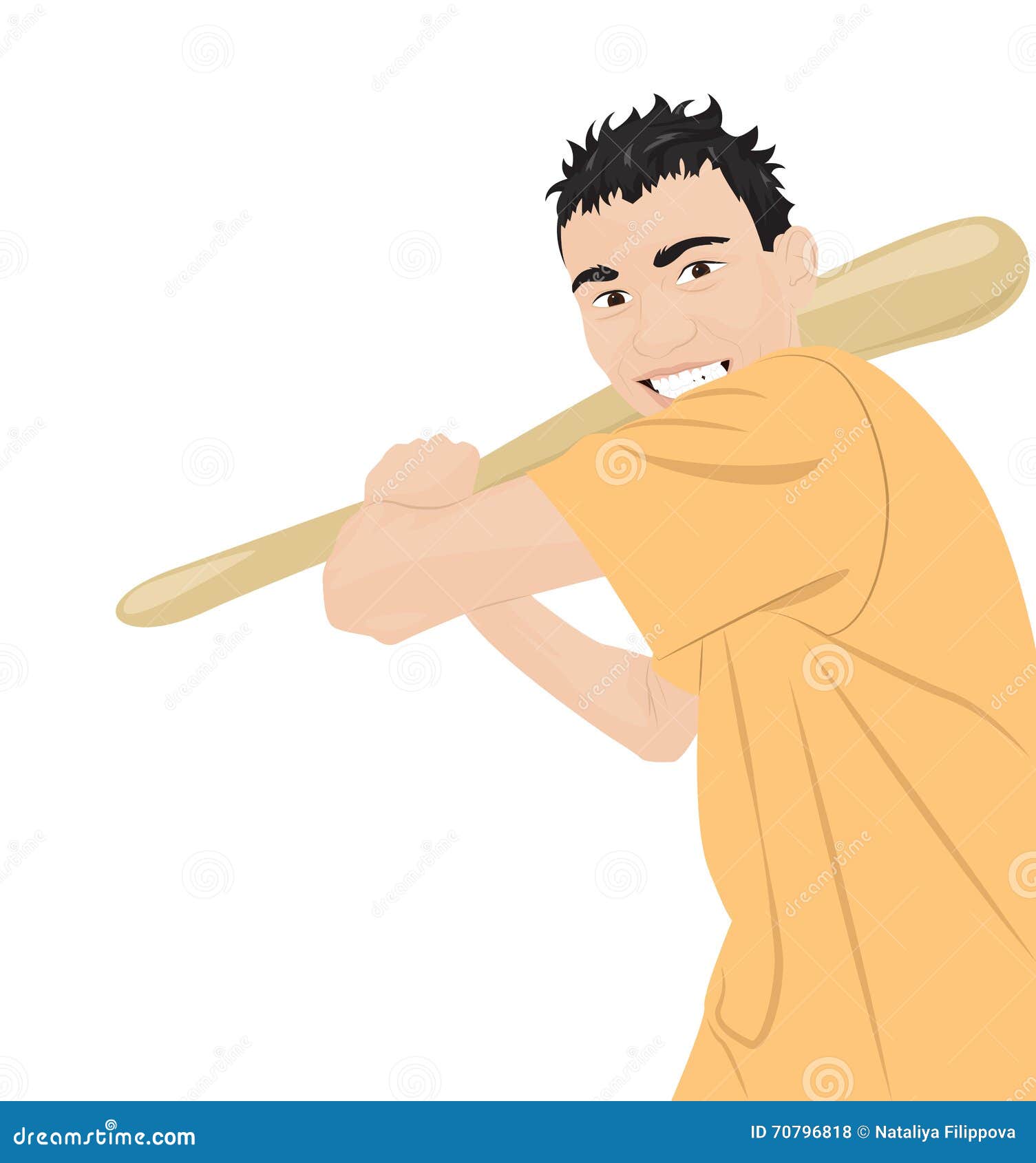 Crazy guy with a bat stock vector. Illustration of male - 70796818