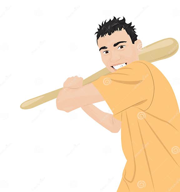Crazy guy with a bat stock vector. Illustration of male - 70796818