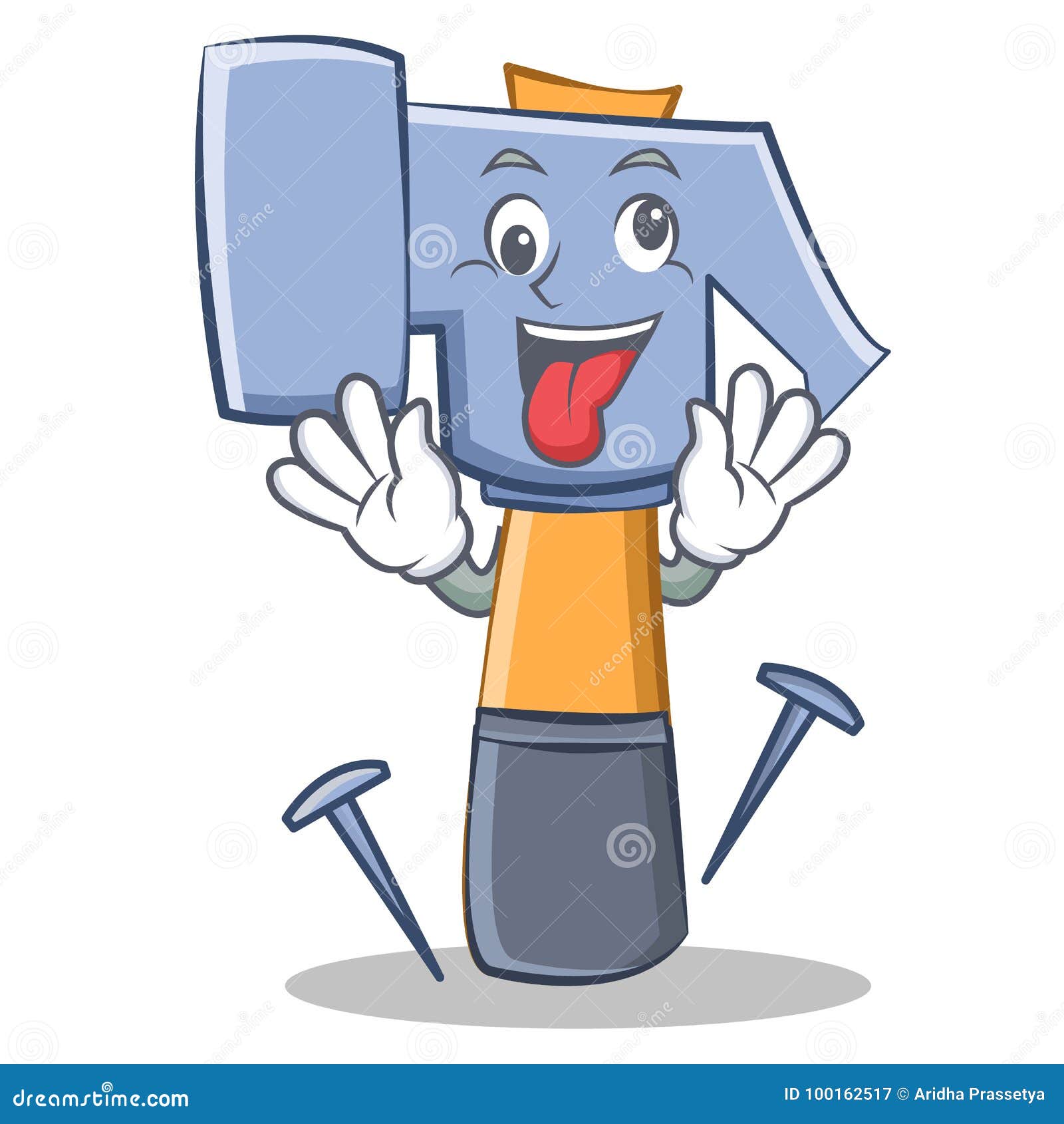 Crazy Hammer Character Cartoon Emoticon | CartoonDealer.com #100162517