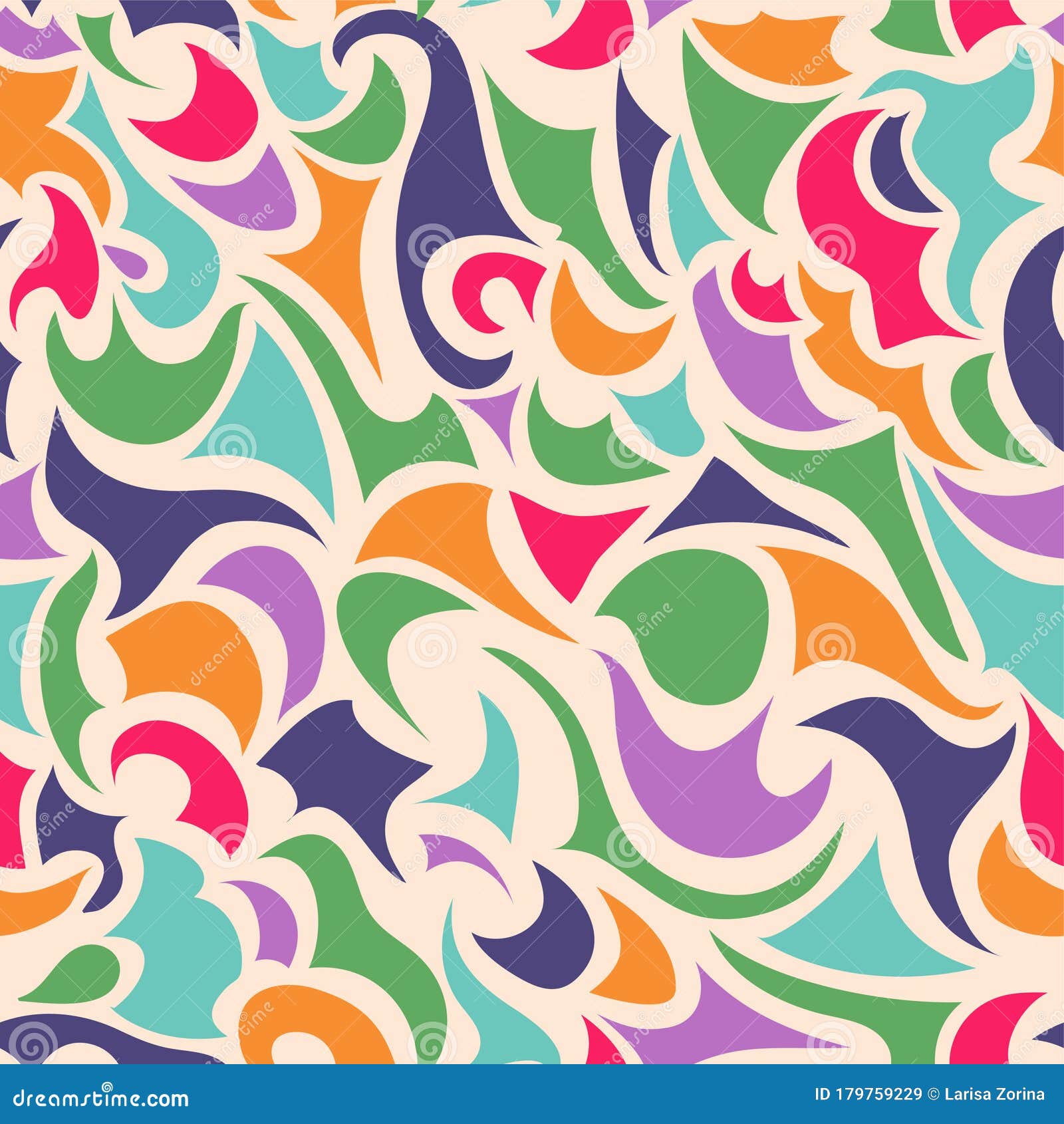 Crazy Hand Drawn Wave Abstract Trend Color Seamless Pattern Background ...