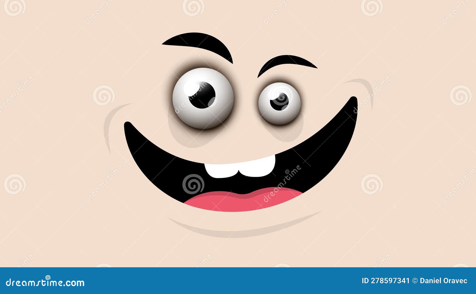 Crazy Happy Face Cartoon stock illustration. Illustration of smile ...