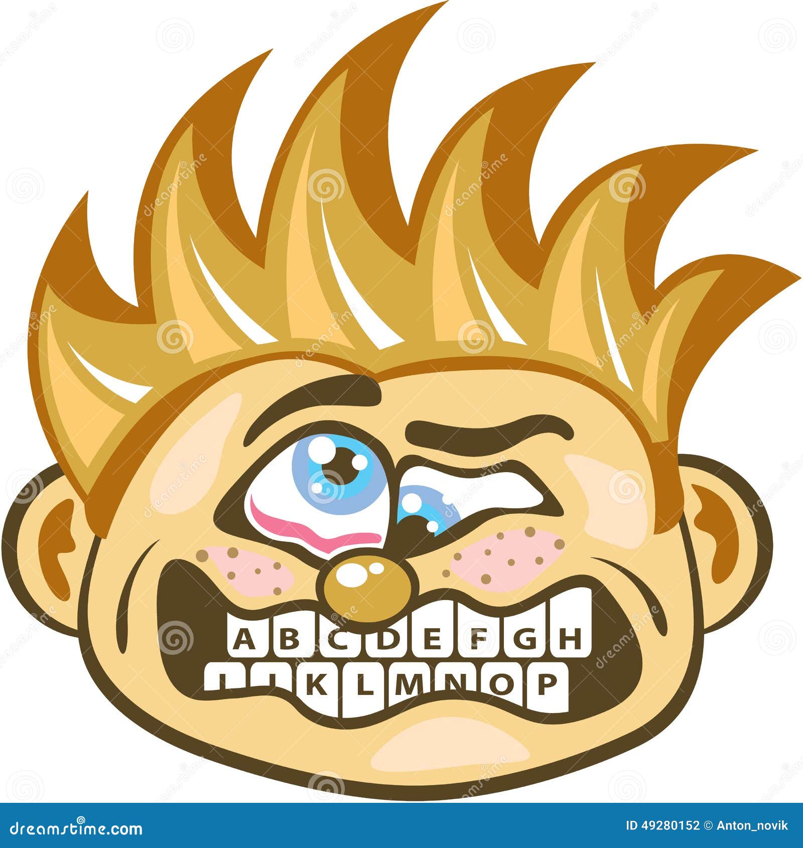 Crazy head keyboard teeth stock vector. Illustration of cartoon - 49280152