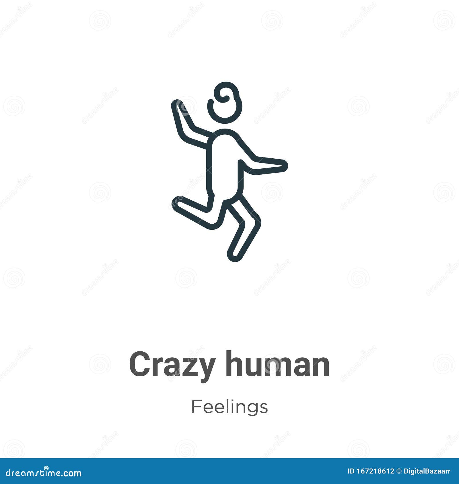 Crazy Human Outline Vector Icon. Thin Line Black Crazy Human Icon, Flat ...