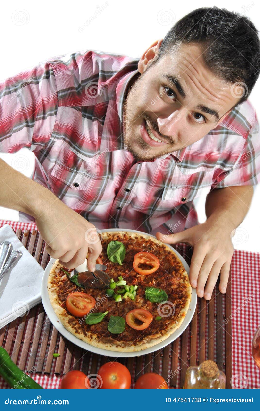 Crazy Hungry Man Eating Pizza Stock Photo - Image of pizza, fast: 47541738