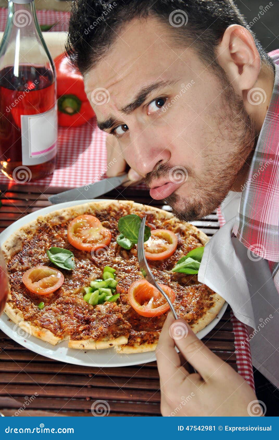 Crazy Hungry Man Eating Pizza Stock Image - Image of meal, dinner: 47542981