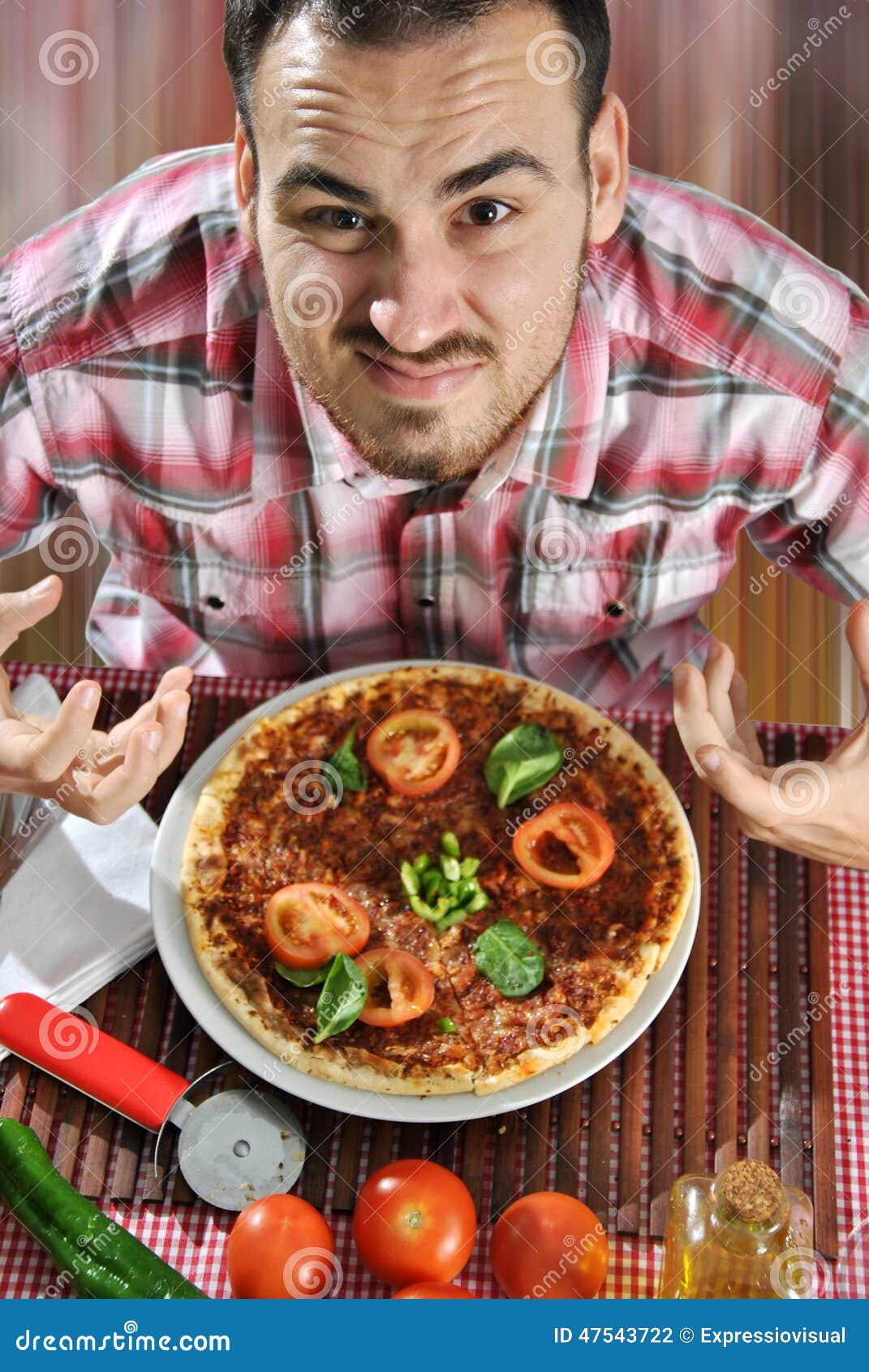 Crazy Hungry Man Eating Pizza Stock Photo - Image of person, slice ...