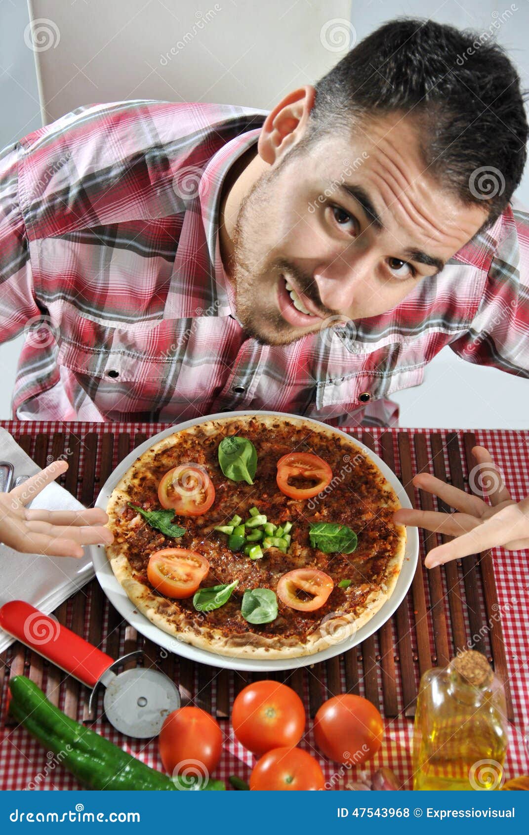 Crazy Hungry Man Eating Pizza Stock Photo - Image of person, young ...