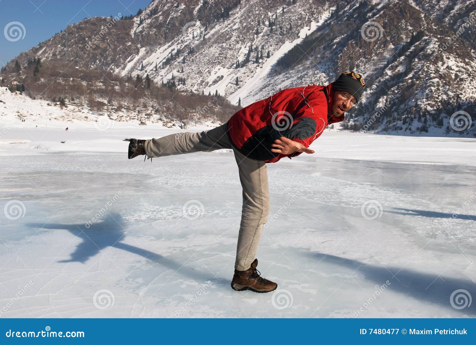 Crazy ice skating stock image. Image of activity, pond - 7480477