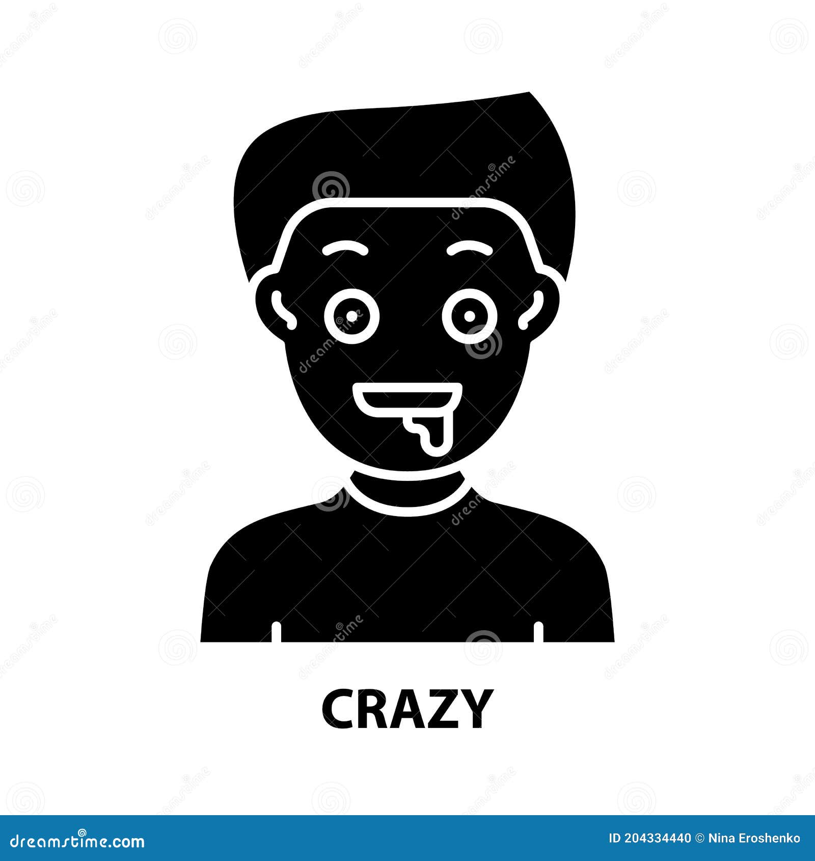 Crazy Icon, Black Vector Sign with Editable Strokes, Concept ...