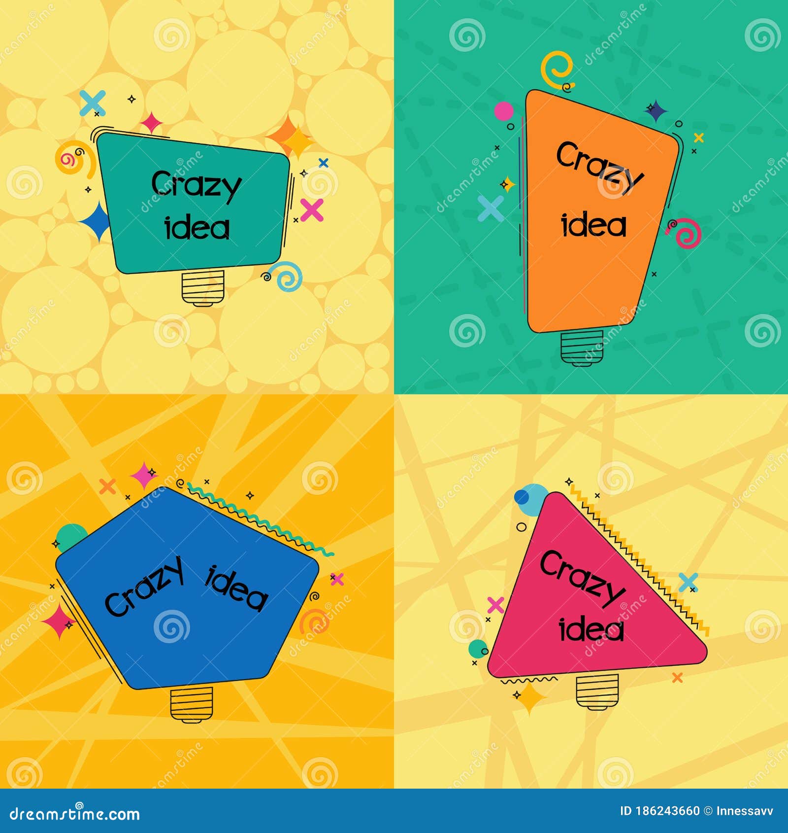 Crazy Idea Set of Four Banners Stock Vector - Illustration of symbol ...
