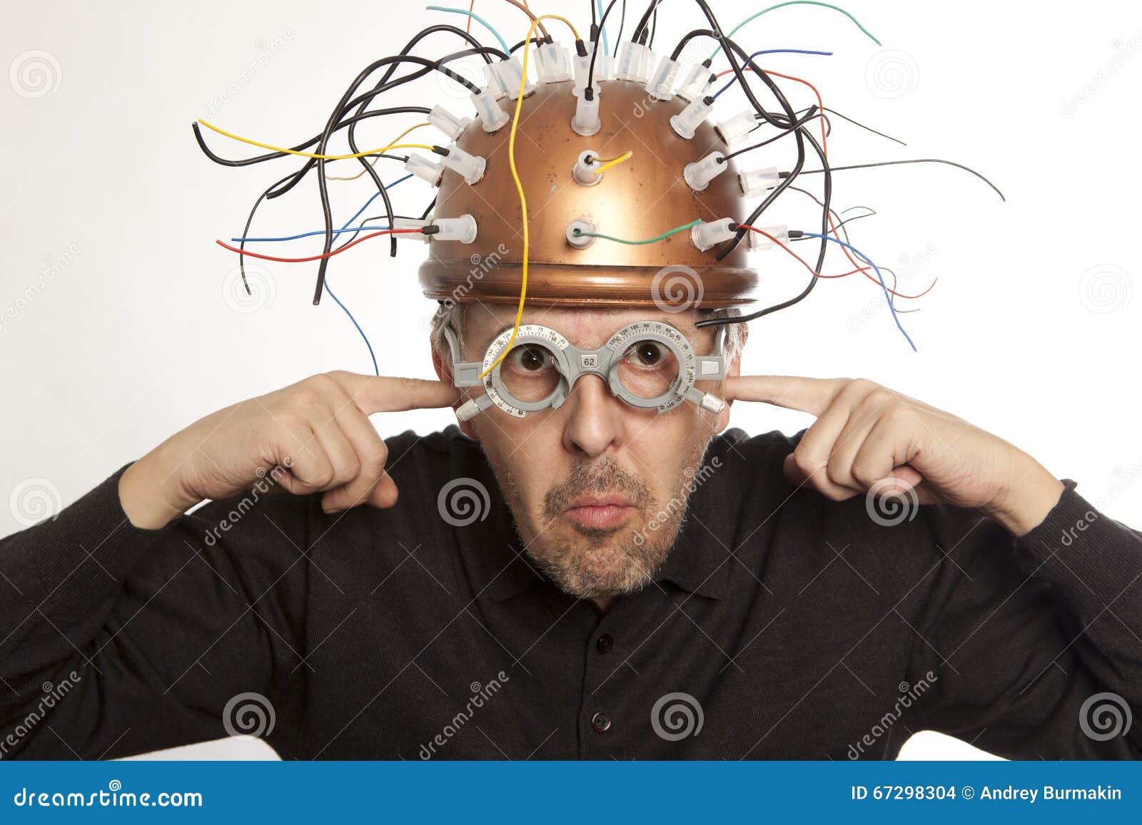 Crazy inventor stock photo. Image of detector, helmet - 67298304
