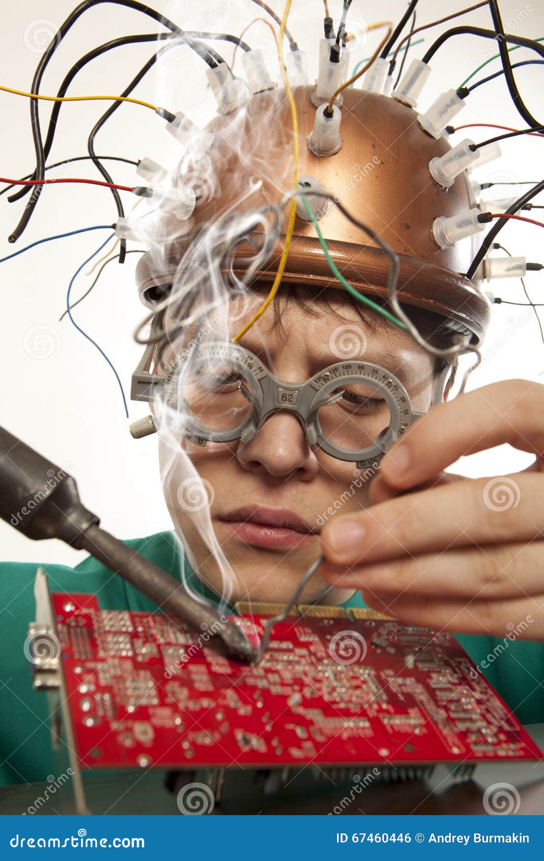Crazy Inventor Replacement of Electronic Components Stock Photo - Image ...
