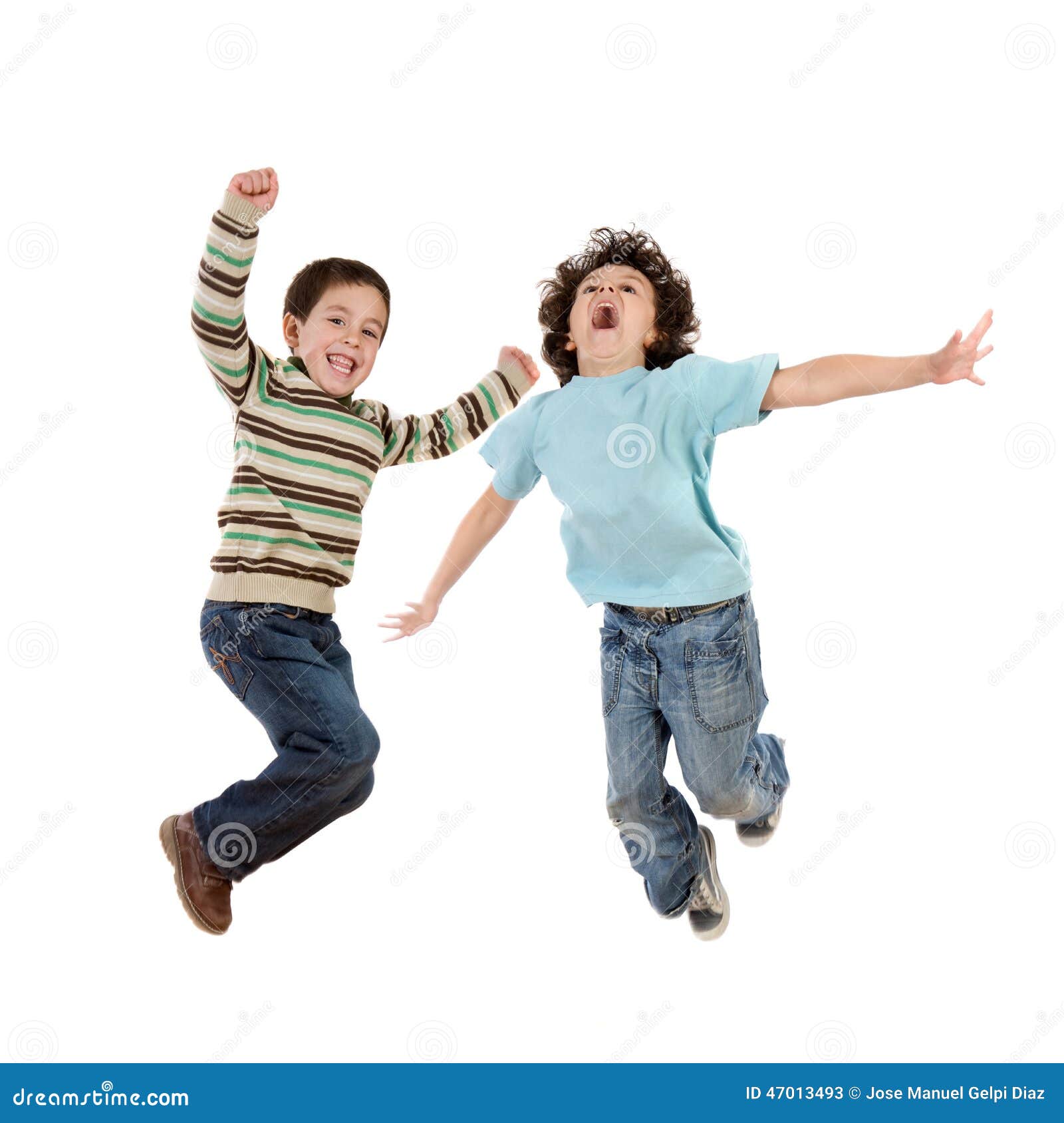 Crazy Kids! Bright Kids. Happy Boy And Girl Isolated On Grey. Fun ...
