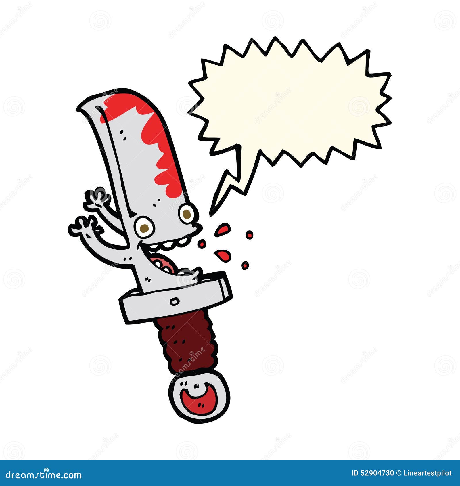 Crazy Knife Cartoon Character with Speech Bubble Stock Illustration ...