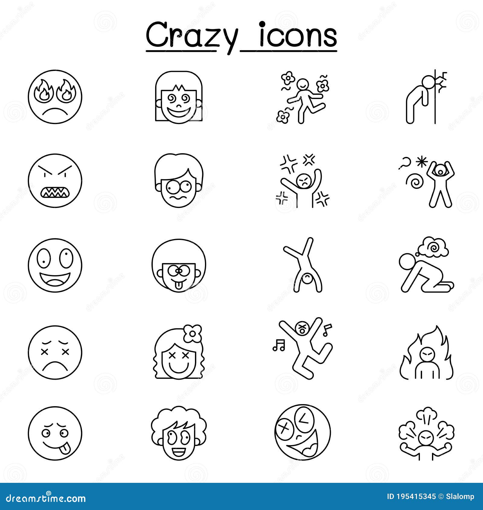 Crazy Line Icon Vector Illustration Graphic Stock Vector - Illustration ...