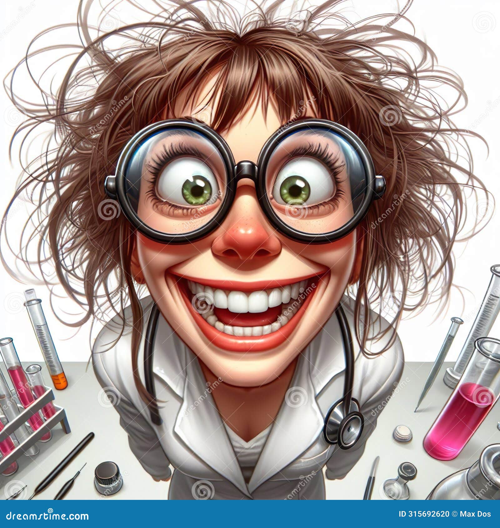 Crazy Looking Man In Suit With Big Forehead And Ugly Teeth Vector ...