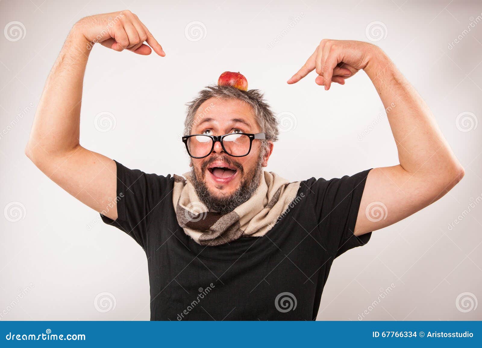 Crazy Looking Grumpy Old Man with Grey Beard Nerd Big Glasses Stock ...