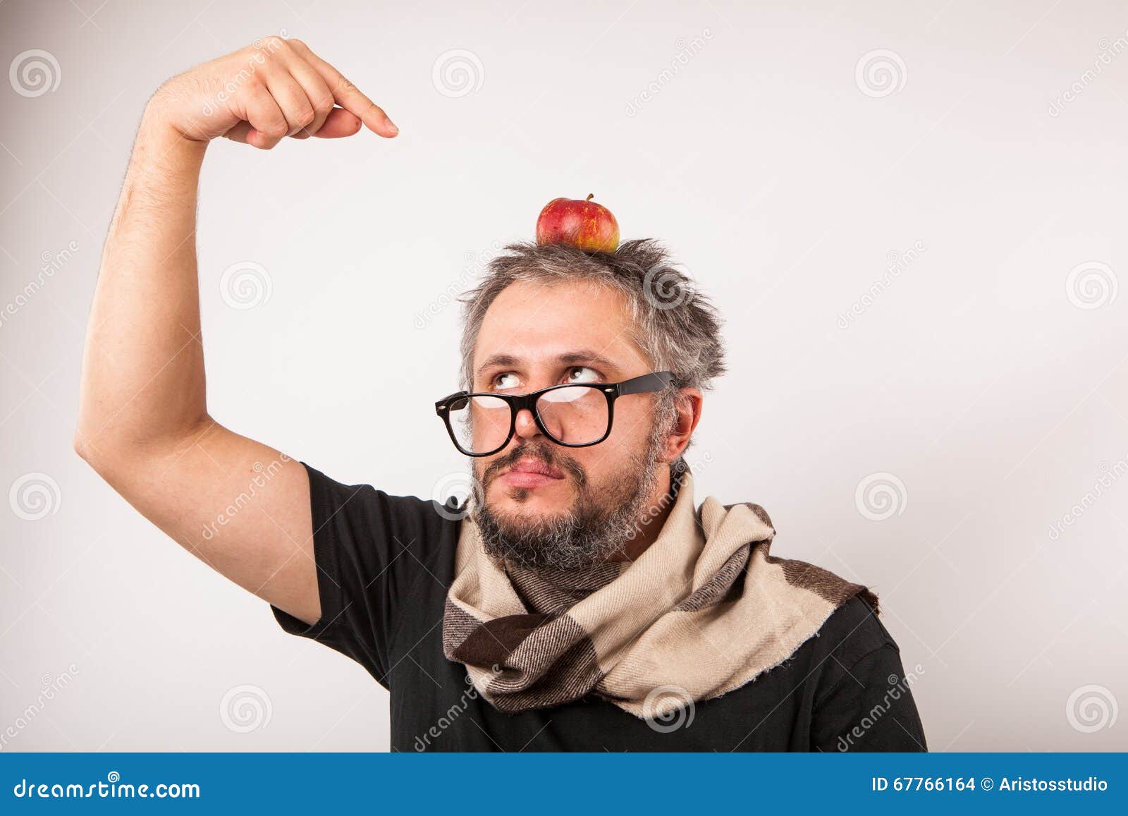 Crazy Looking Grumpy Old Man with Grey Beard Nerd Big Glasses Stock ...