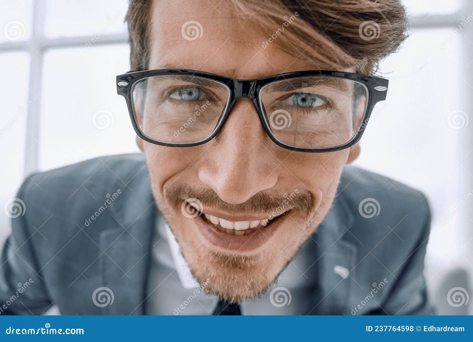 Crazy Looking Man Typing on the Keyboard Stock Photo - Image of geek ...