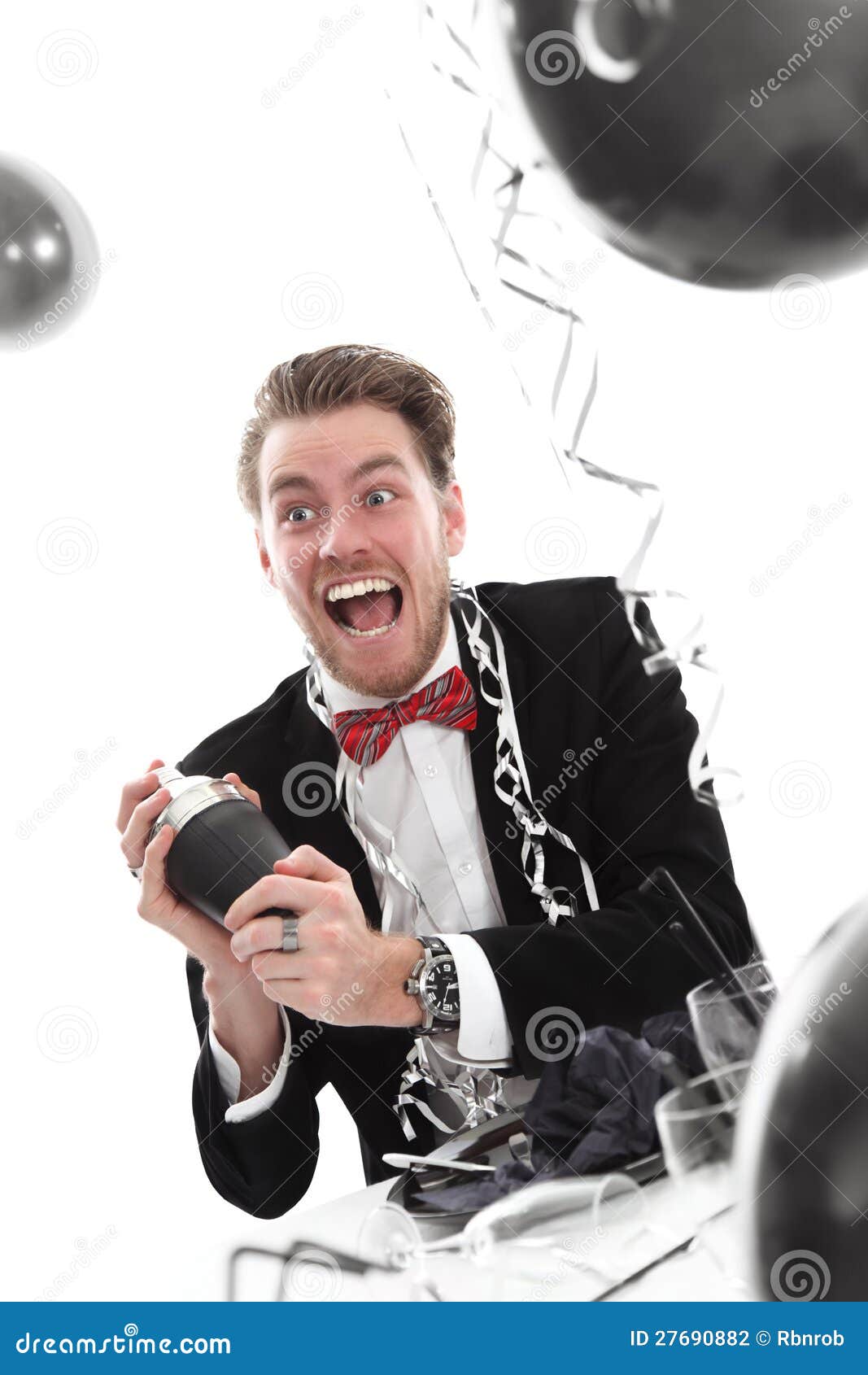 Crazy Looking Grumpy Old Man With Grey Beard And Big Glasses With Apple ...