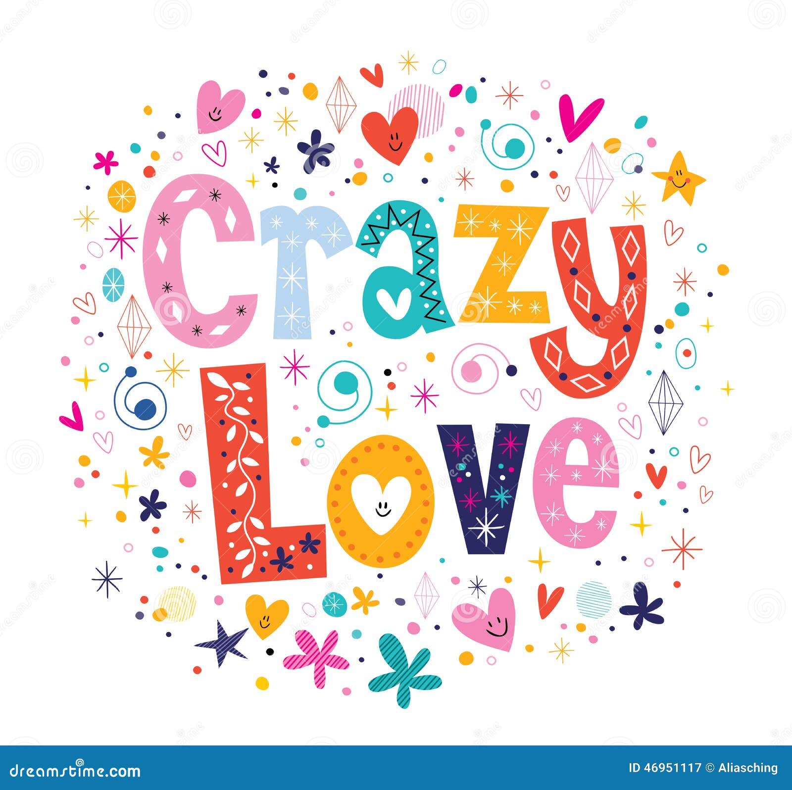 Crazy Love stock vector. Illustration of cute, happy - 46951117