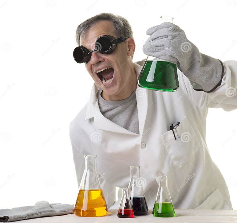 Crazy Mad Scientist with Discovery Stock Image - Image of dangerous ...