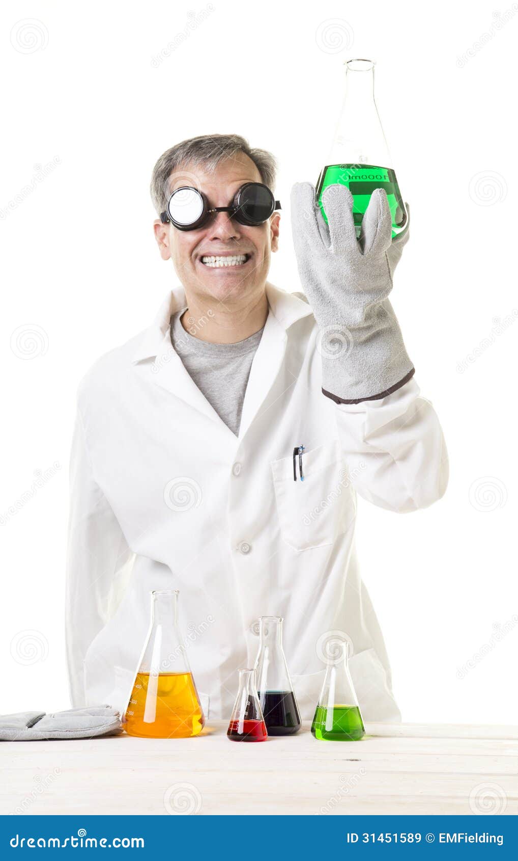 Crazy Mad Scientist with Discovery Stock Image - Image of crazy, beaker ...