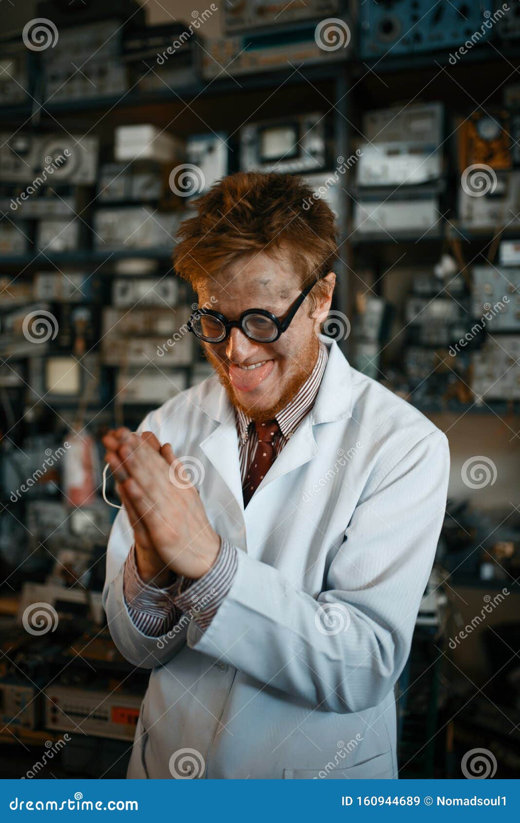 Crazy Male Scientist Conducts A Test In Laboratory Royalty-Free Stock ...