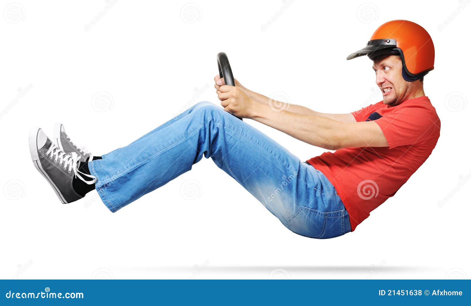 Crazy Man Car Driver with Steering Wheel Stock Photo - Image of driver ...