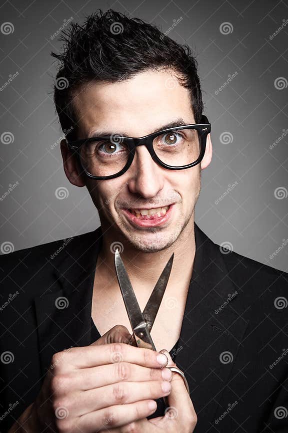 Crazy man stock photo. Image of people, adult, scissors - 35811160