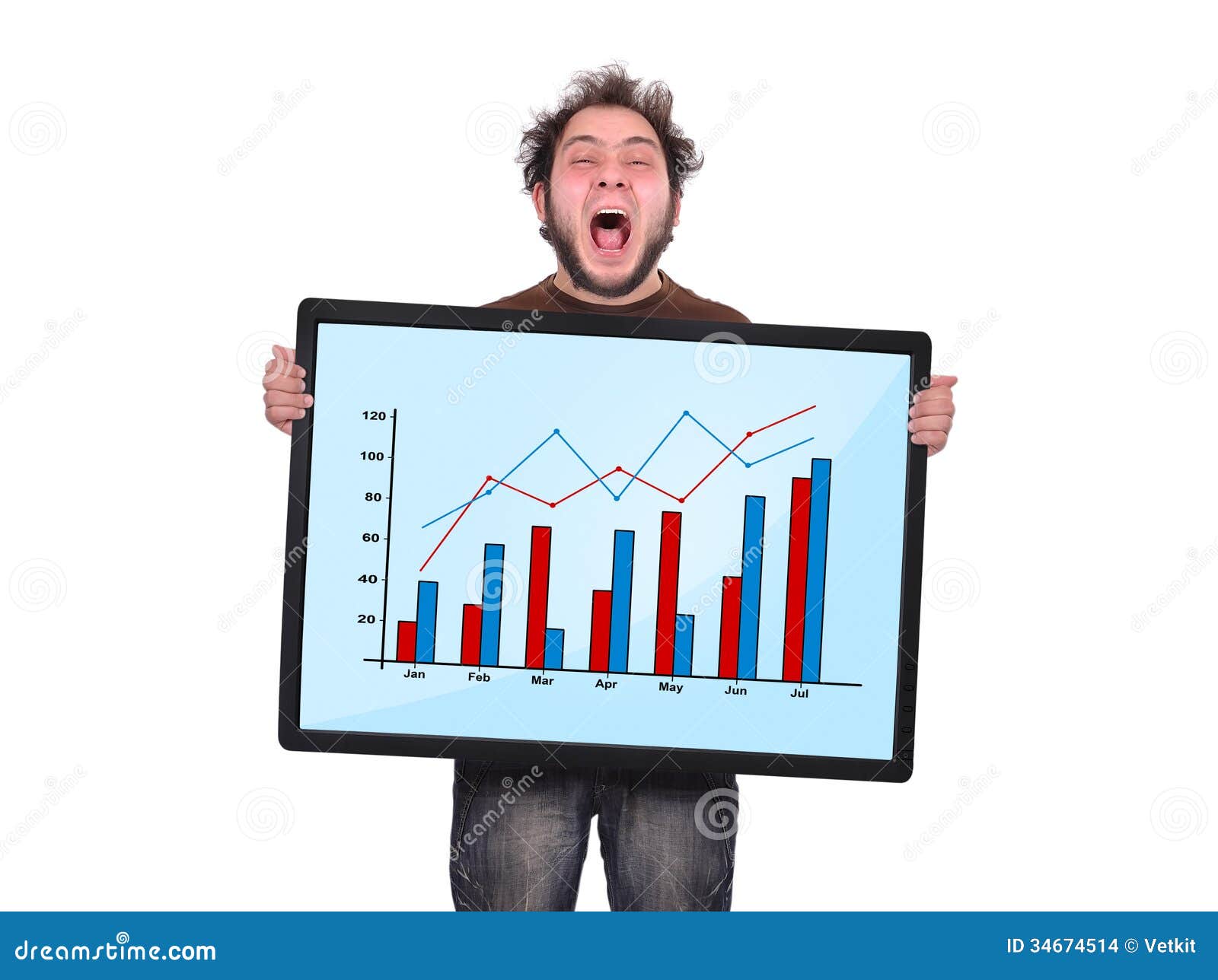Crazy man and graph stock photo. Image of idea, plasma - 34674514