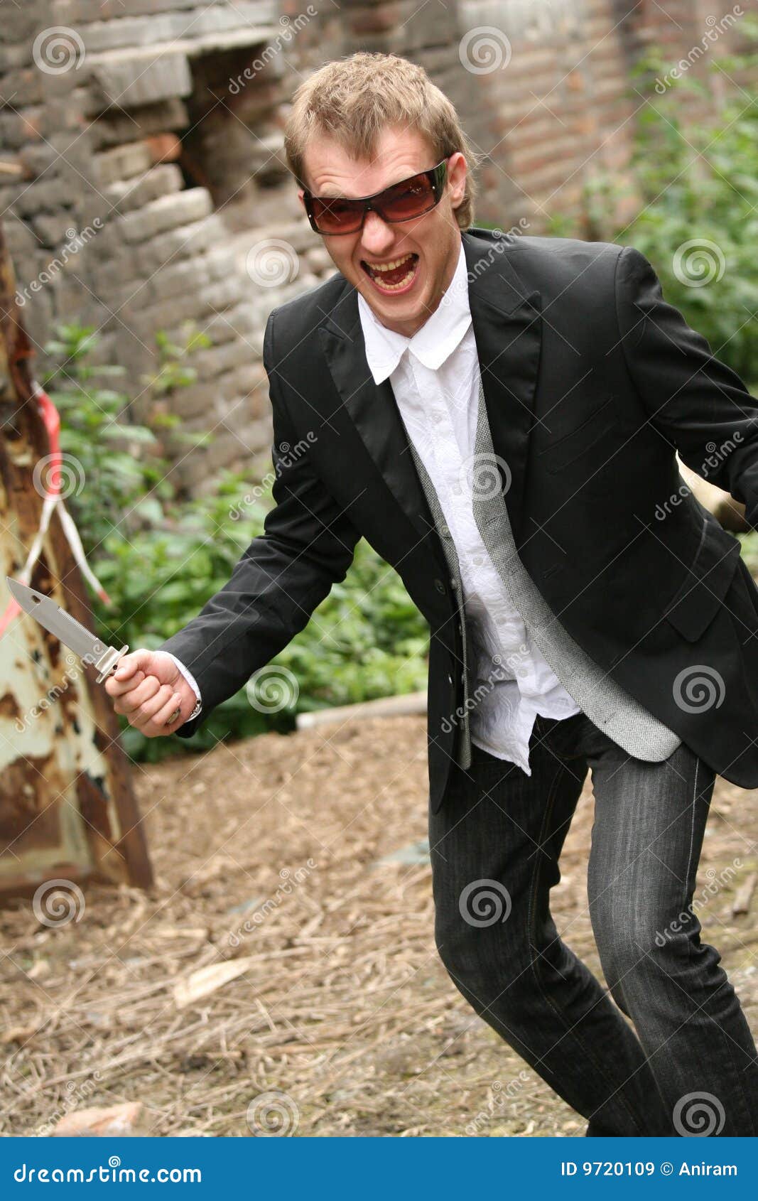 Crazy man with knife stock image. Image of crime, outdoor - 9720109