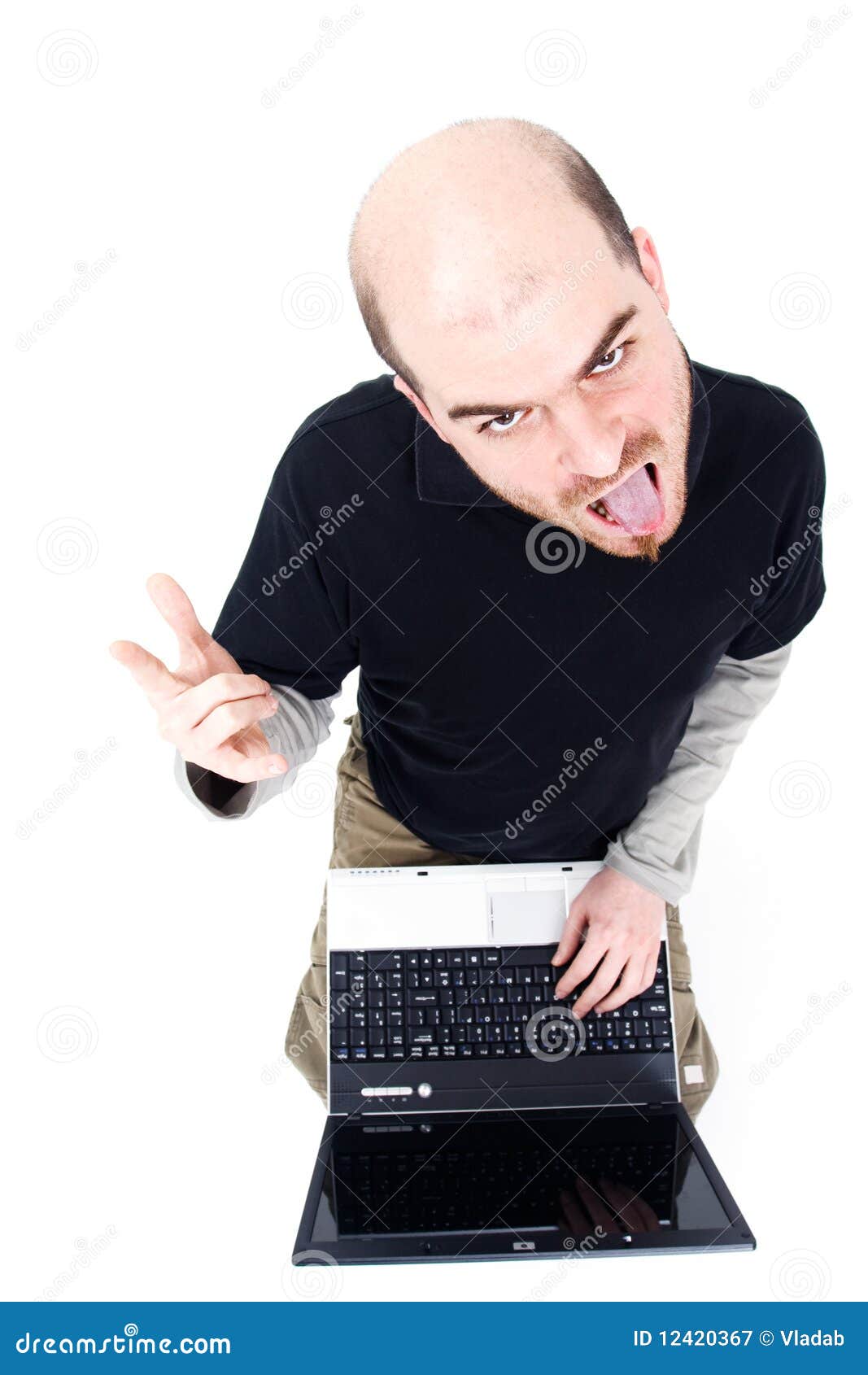 Crazy man with laptop stock image. Image of laugh, student - 12420367