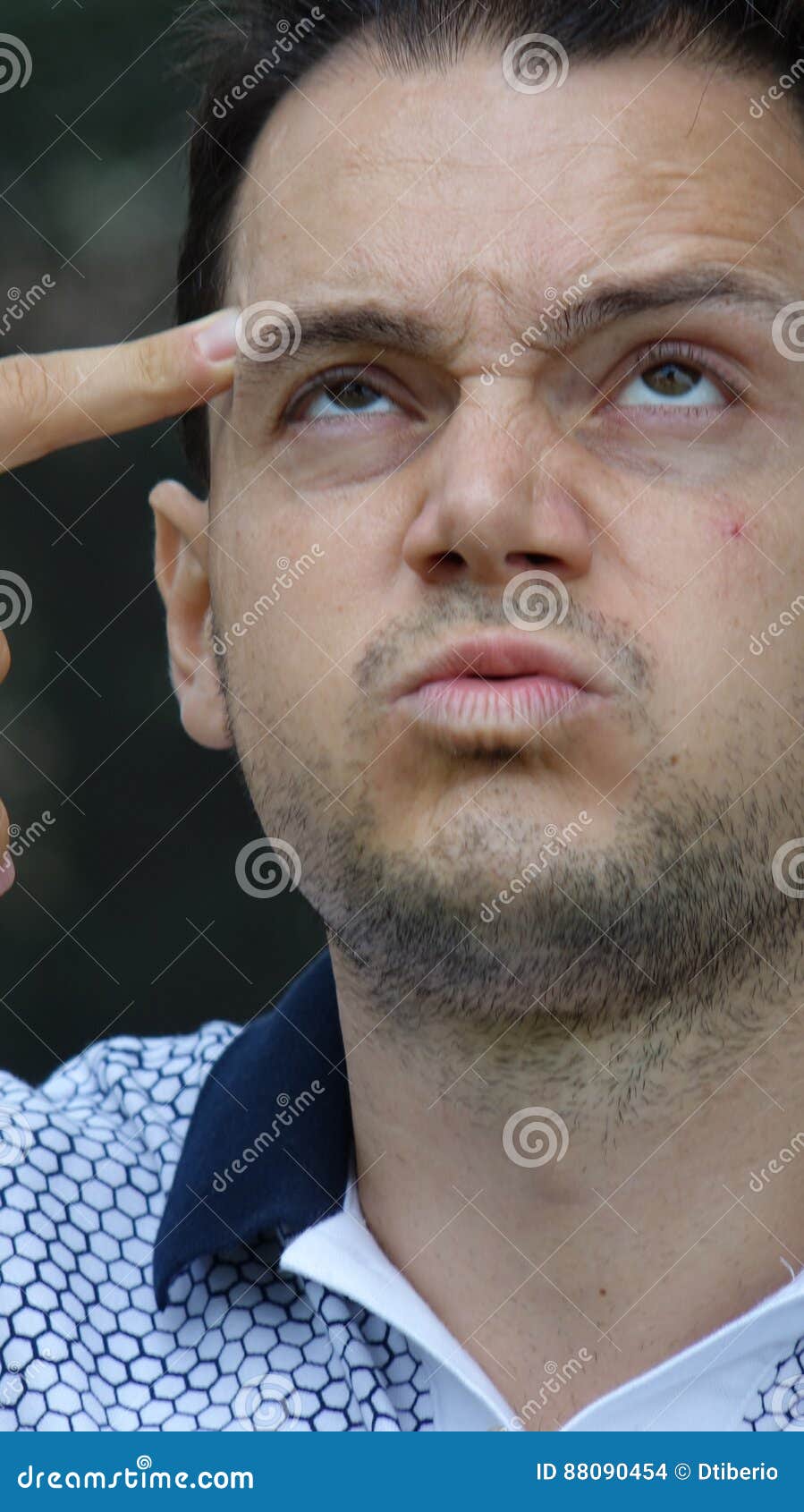 Crazy Man Pointing at Head stock photo. Image of pointing - 88090454