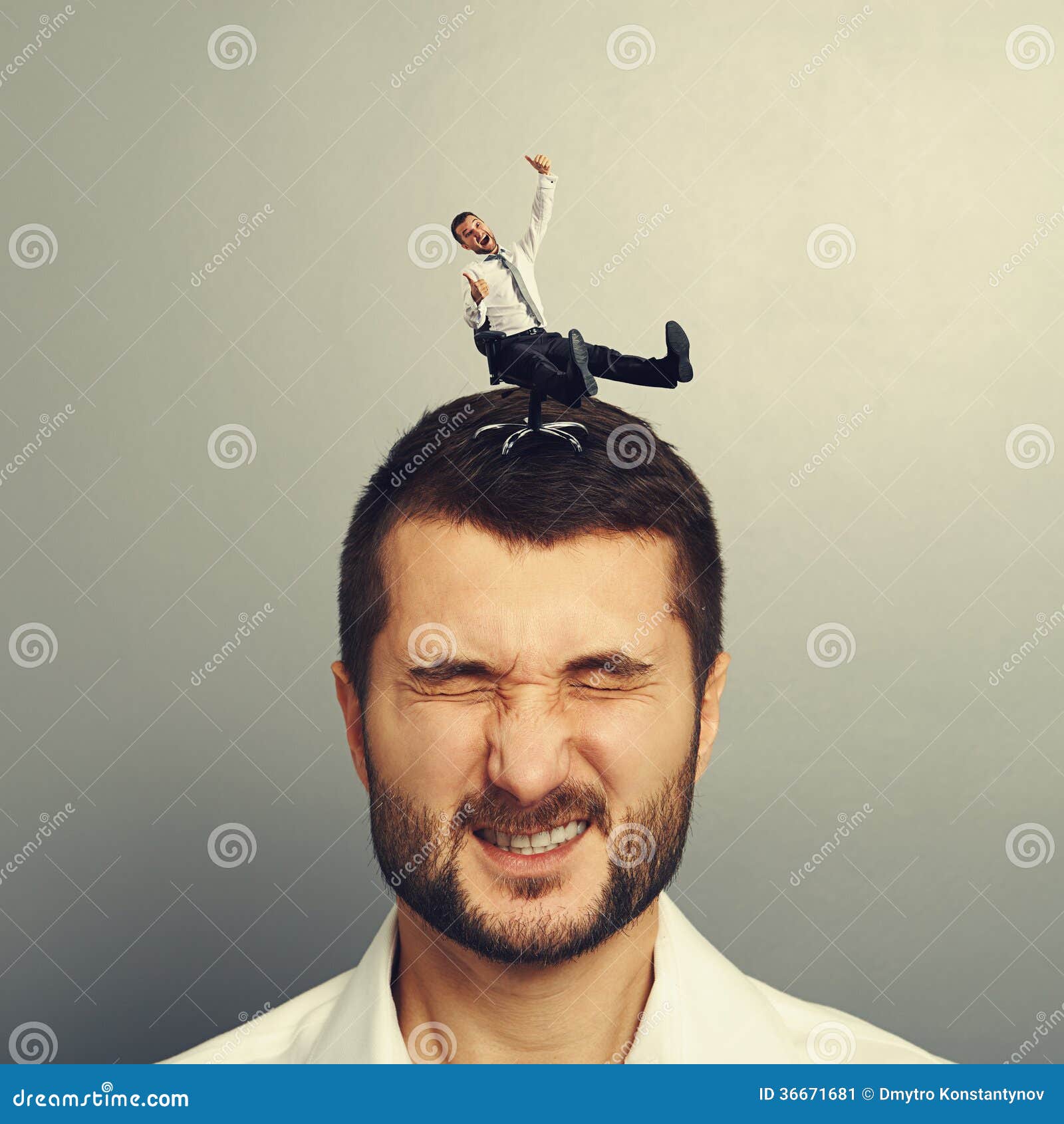 Crazy Man Rolling on the Head Stock Image - Image of businessman, mind ...