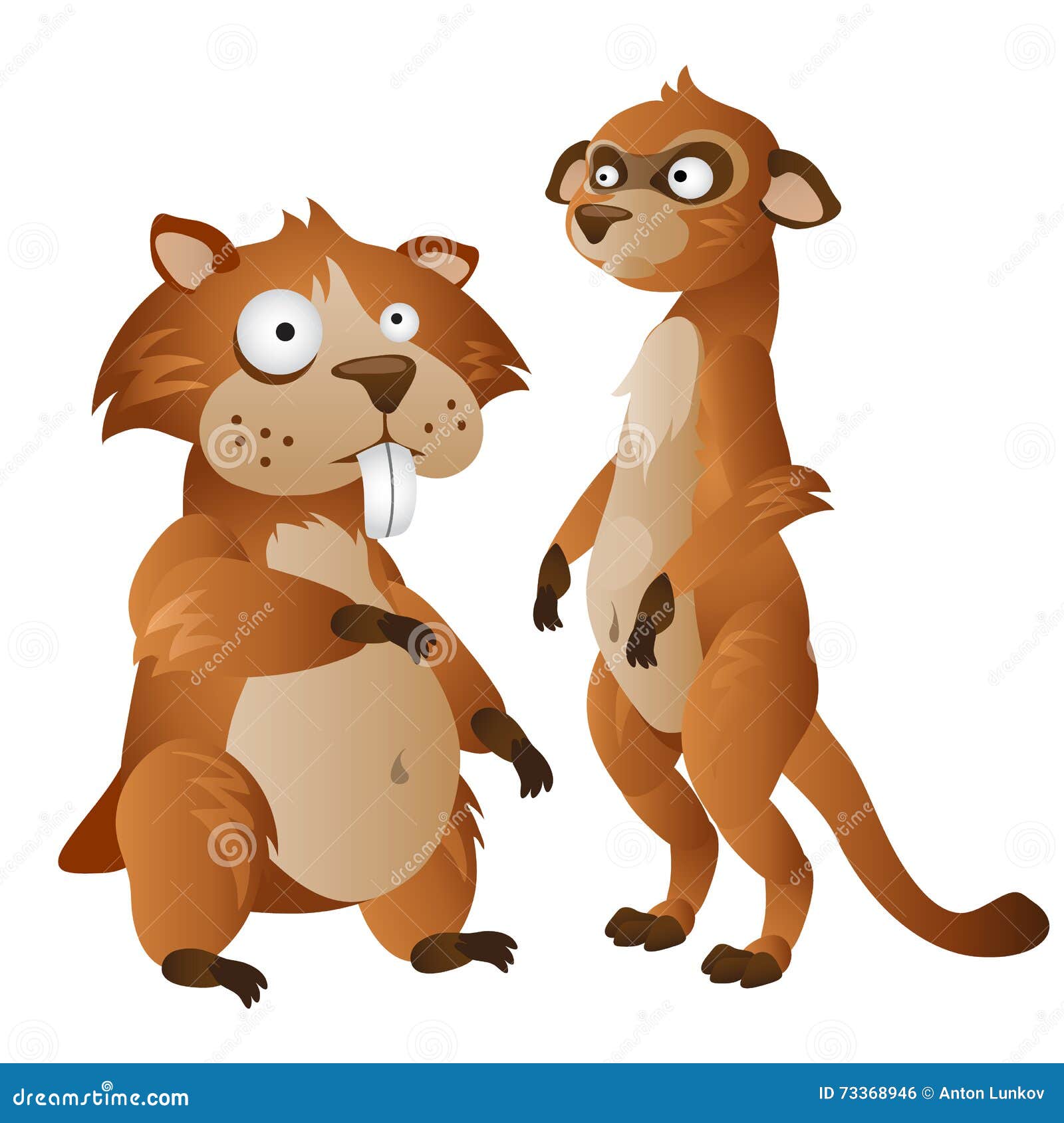 Crazy Marmot and Meerkat, Funny Cartoon Animals Stock Vector ...