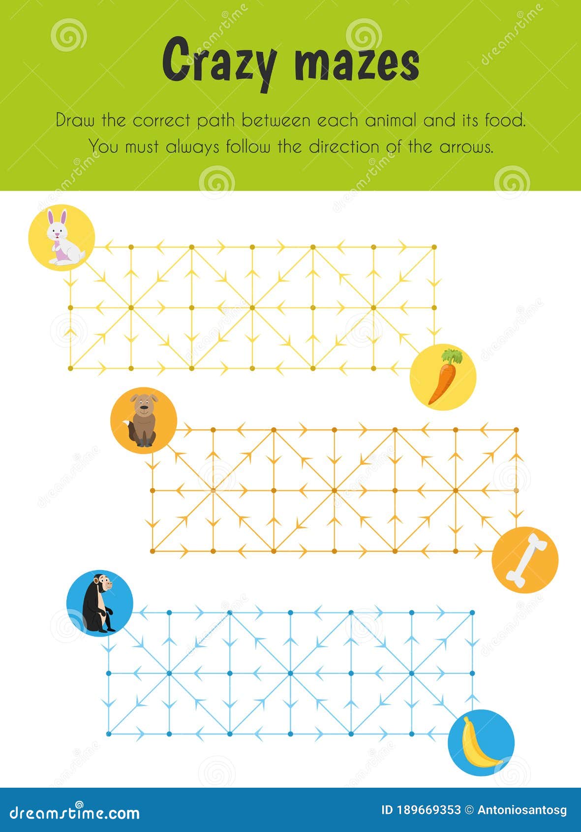 Crazy Maze Educational Sheet. Primary Module For Spacial Understanding ...